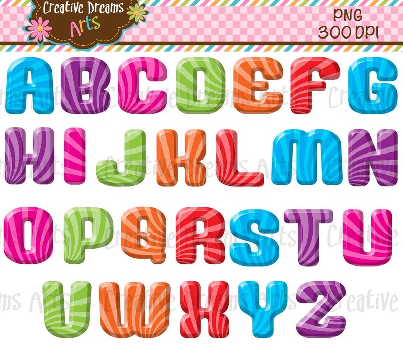 Candy Alphabet Digital Clipart Instant Download - Etsy