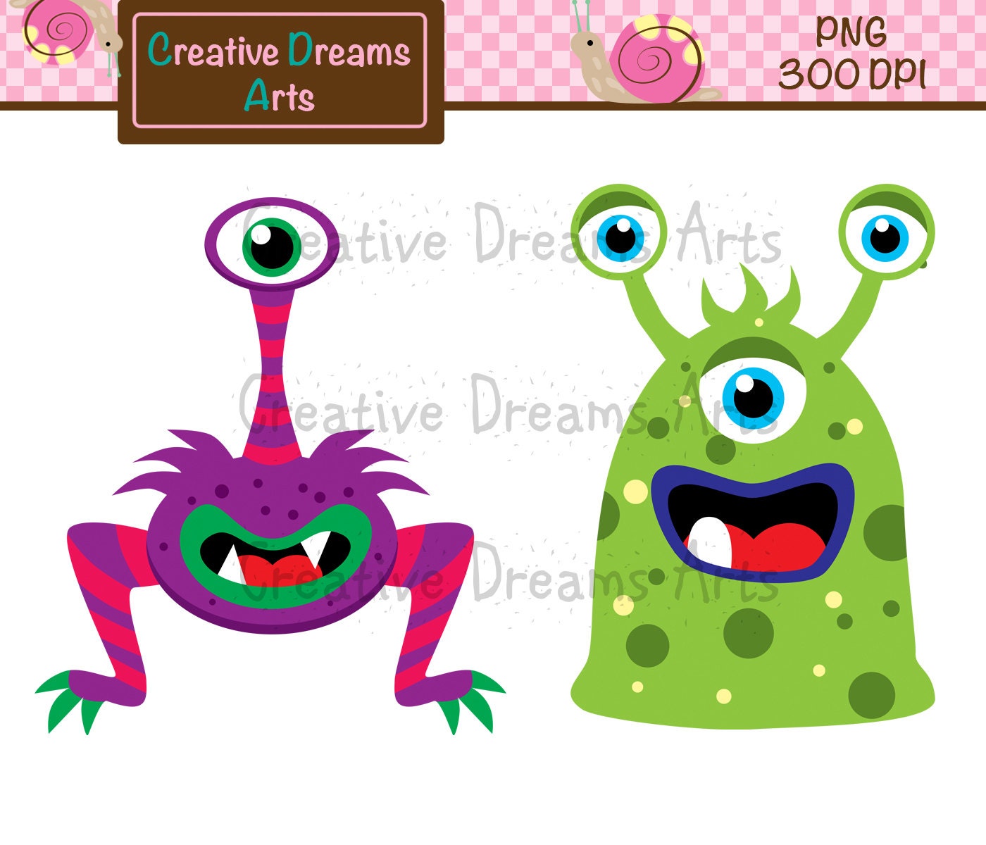 Monsters Digital Clip Art Instant Download - Etsy Canada