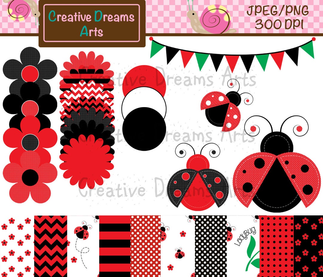 Lady Bug Set Digital Art Instant Download - Etsy