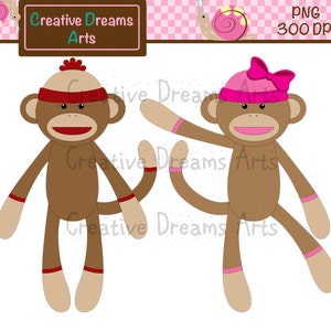 Sock Monkey Digital Clip Art Instant Download - Etsy