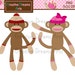 Sock Monkey Digital Clip Art Instant Download - Etsy