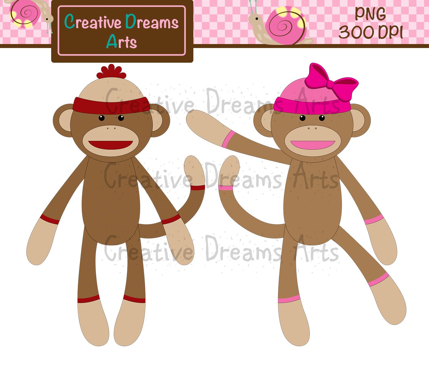 Sock Monkey Digital Clip Art Instant Download - Etsy