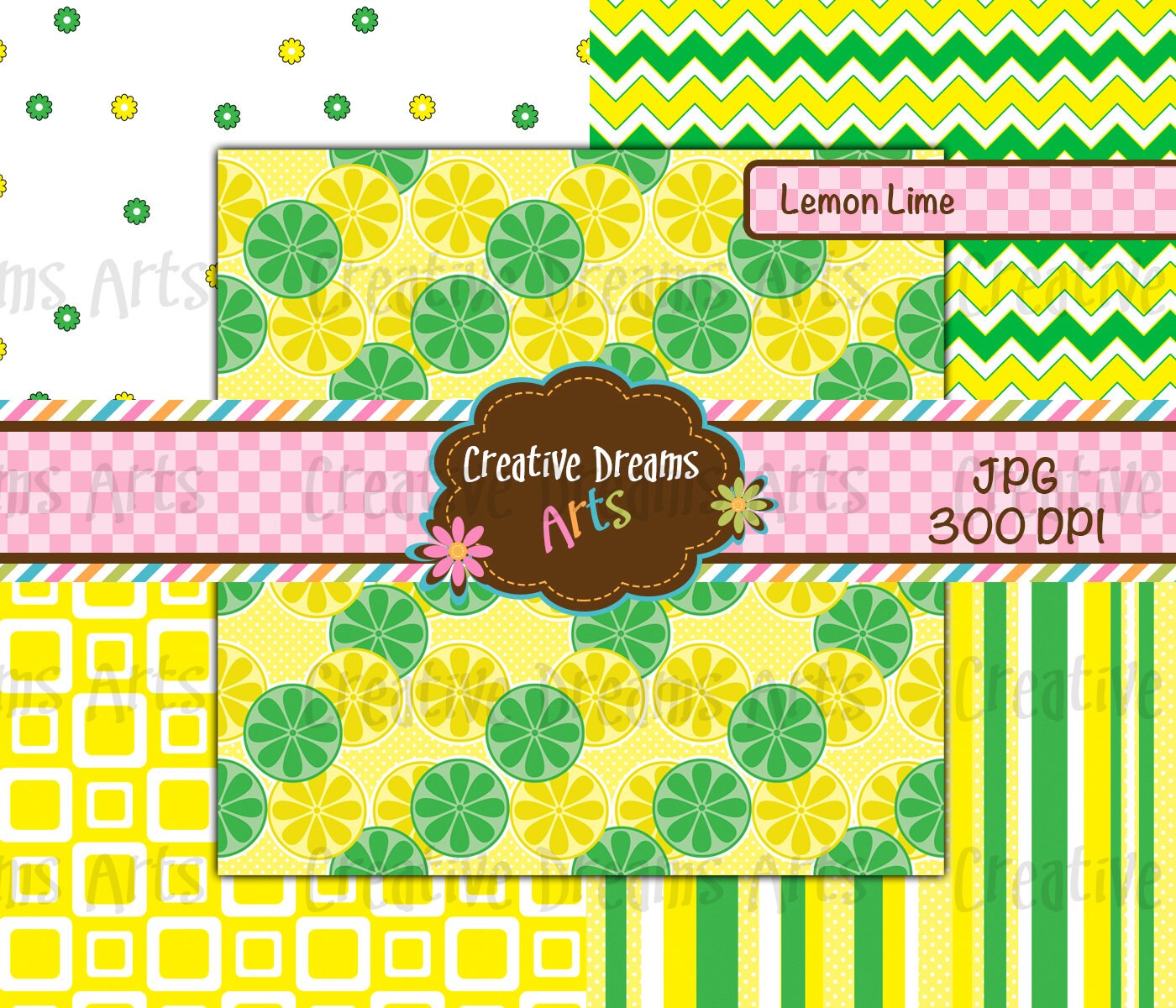 Lemon Lime Paper Pack Instant Download - Etsy