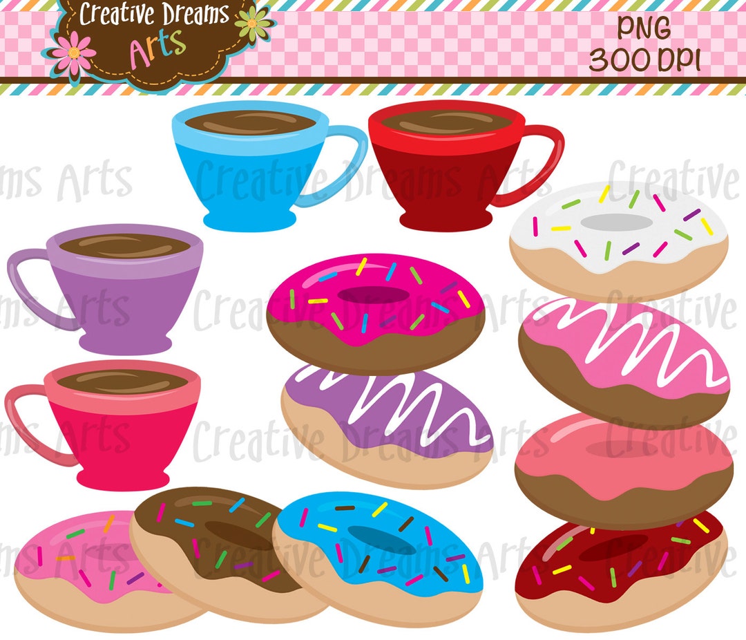 Donuts Digital Clipart Instant Download - Etsy