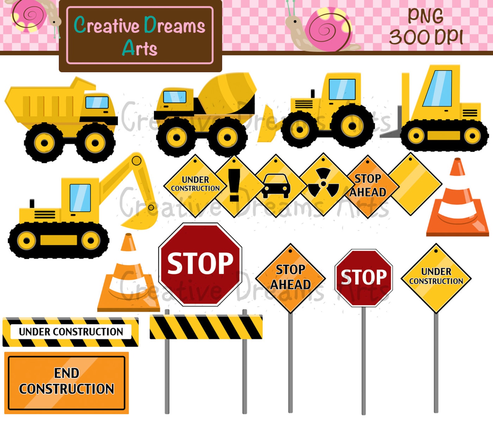 Construction Digital Art Instant Download - Etsy