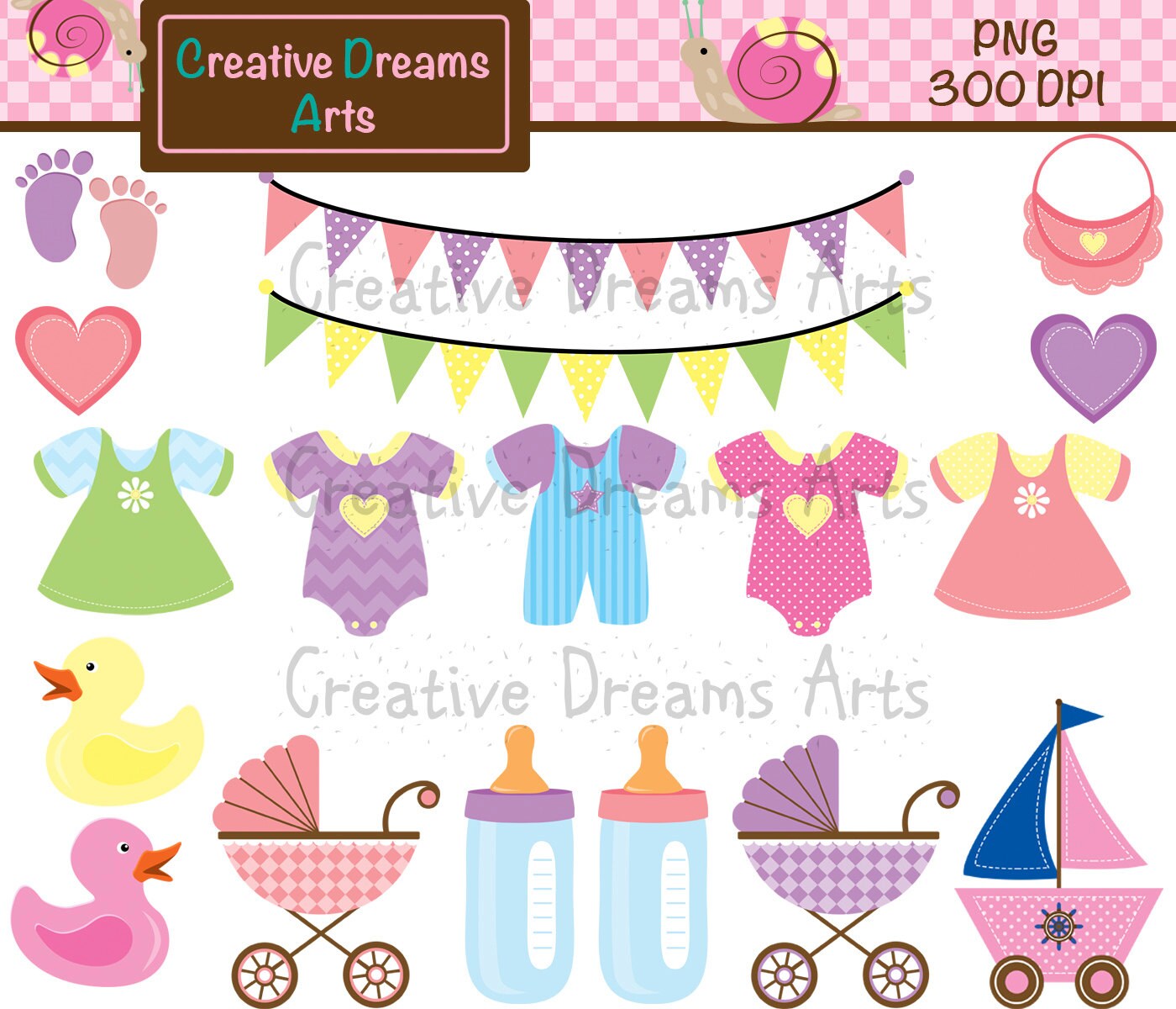 Baby Girl Digital Clipart Instant Download - Etsy