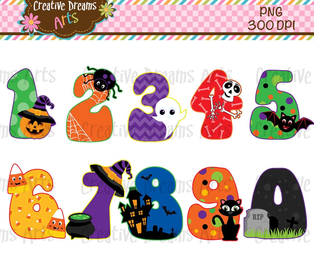 Halloween Numbers Clipart Instant Download - Etsy
