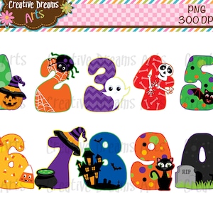 Halloween Numbers Clipart Instant Download - Etsy