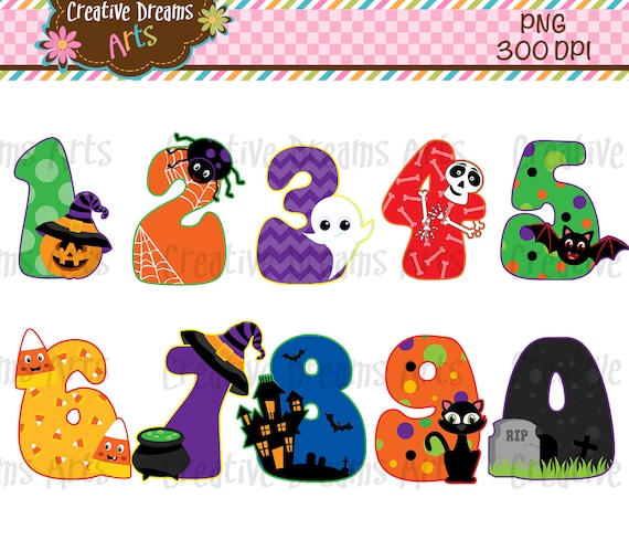Halloween Numbers Clipart Instant Download - Etsy