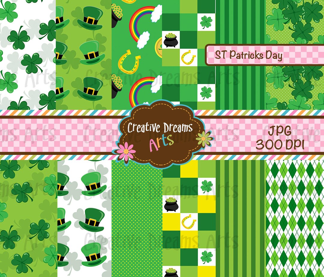 St Patricks Day Digital Paper Pack Instant Download - Etsy