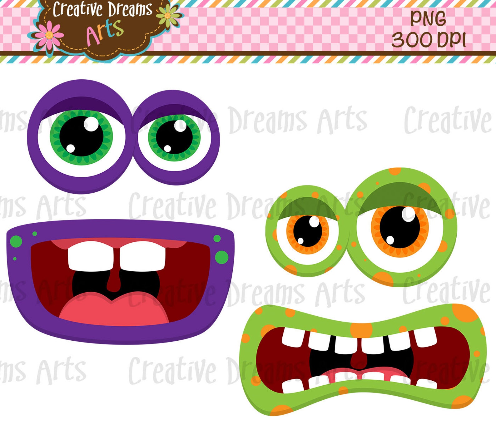 Monster Faces Clip Art Instant Download - Etsy