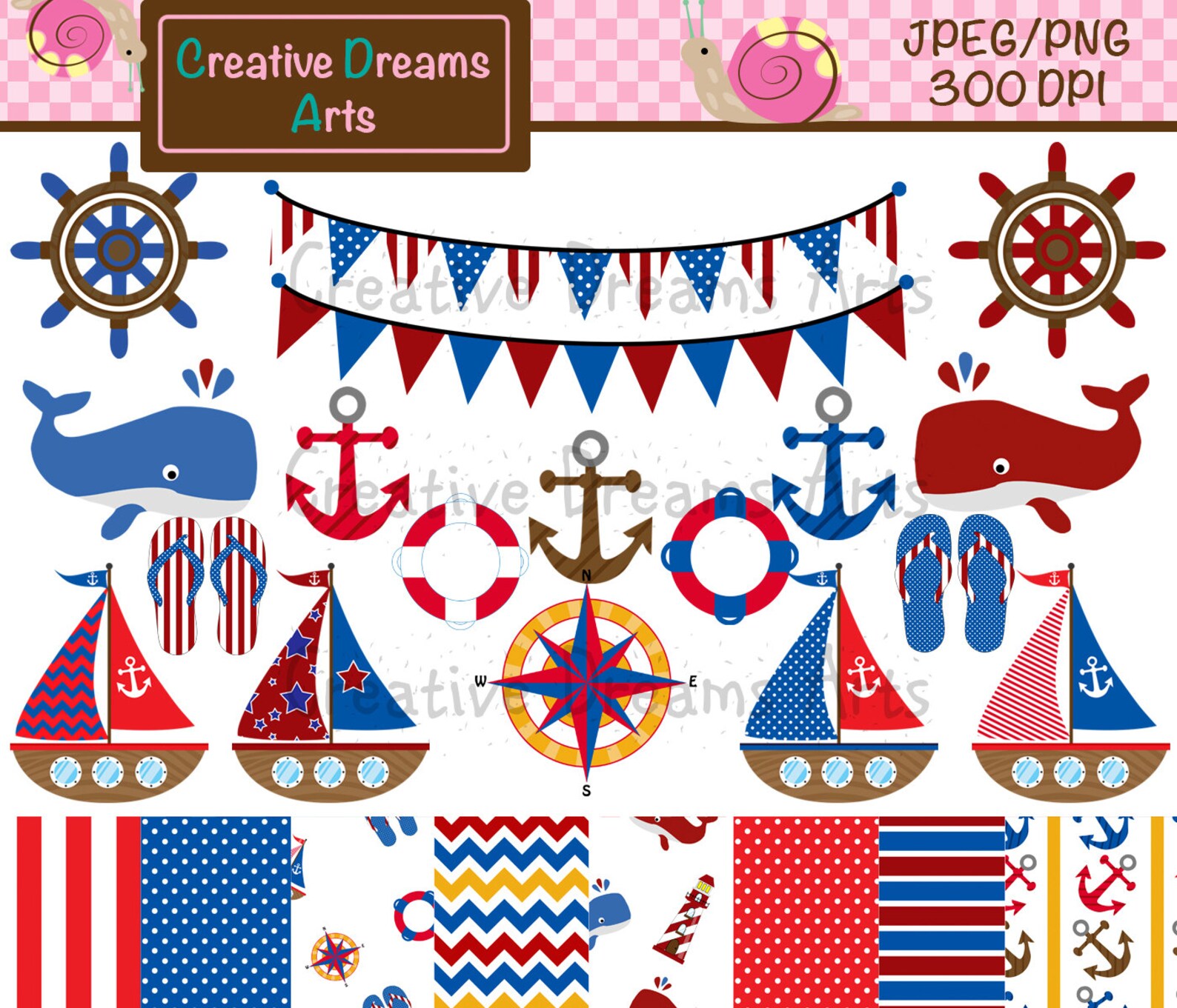 Nautical Digital Art Instant Download - Etsy