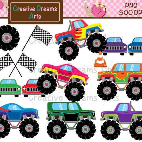 Monster Trucks Clip Art Set INSTANT DOWNLOAD Digital Clipart - Etsy