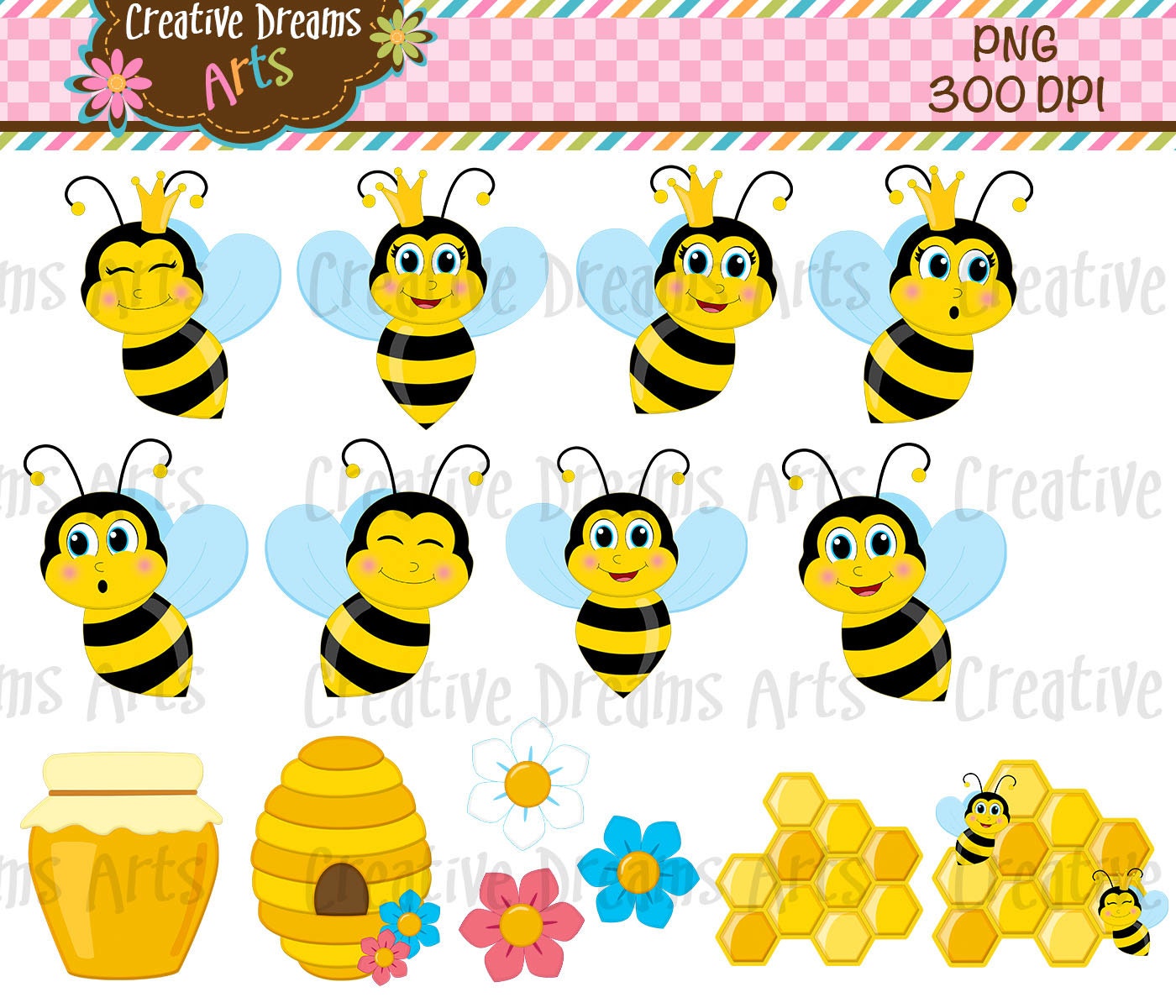 Honey Bees Digital Art Instant Download - Etsy