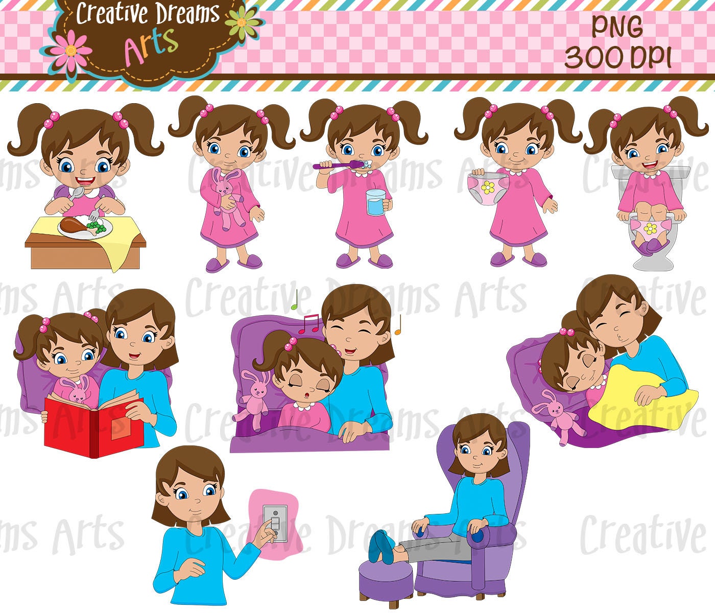 Girls Bedtime Routine Instant Download - Etsy