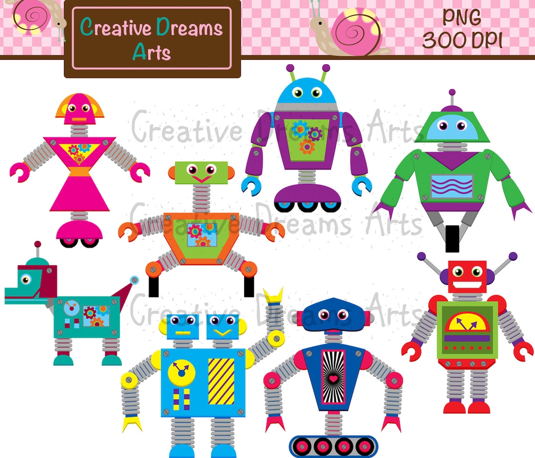 Robots Digital Clip Art Instant Download - Etsy