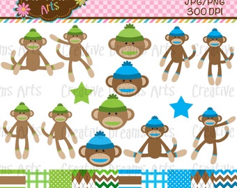 Sock Monkey Clip Art | Etsy