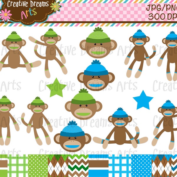 Sock Monkey Art - Etsy