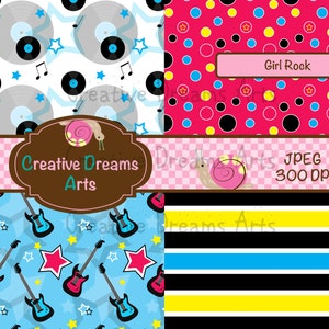 Girl Rock Digital Paper Pack Instant Download - Etsy