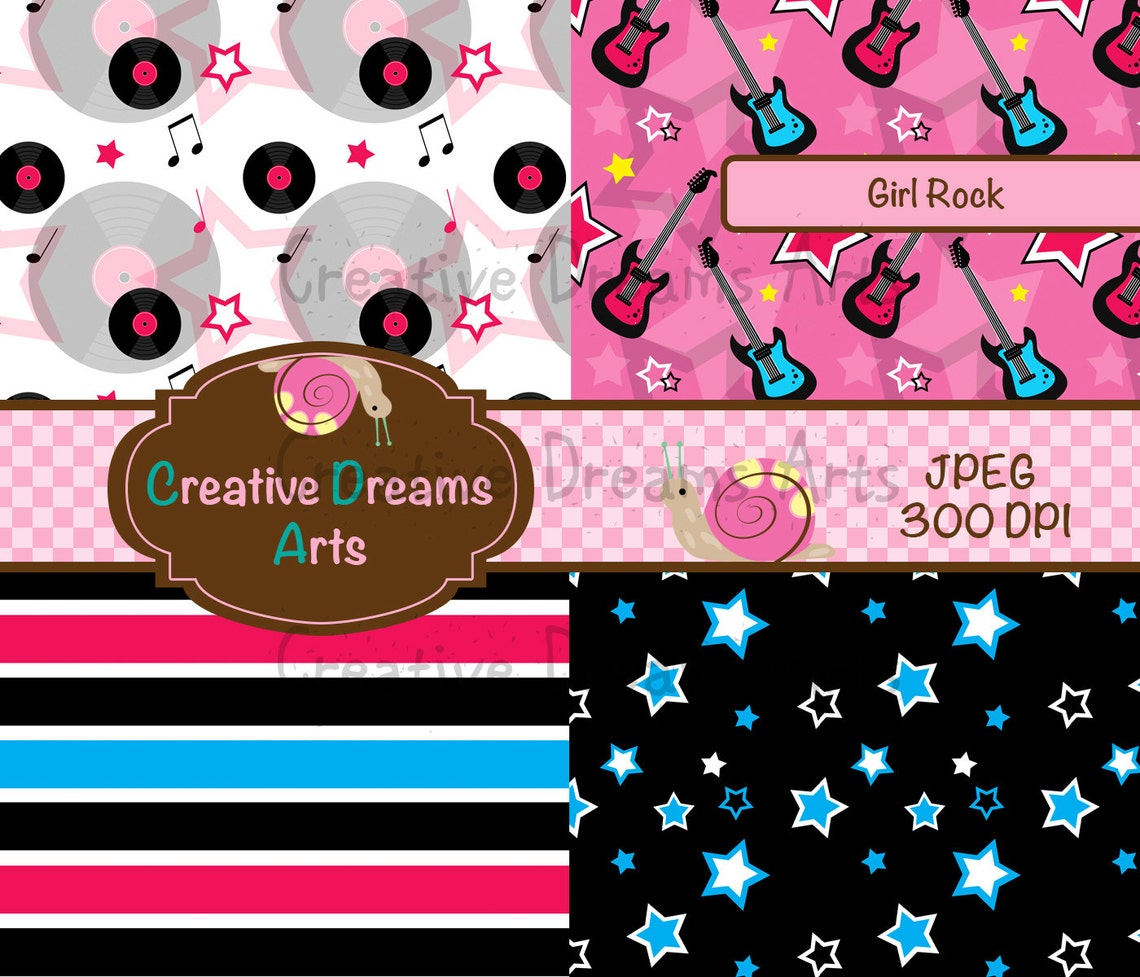 Girl Rock Digital Paper Pack Instant Download - Etsy