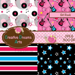 Girl Rock Digital Paper Pack Instant Download - Etsy