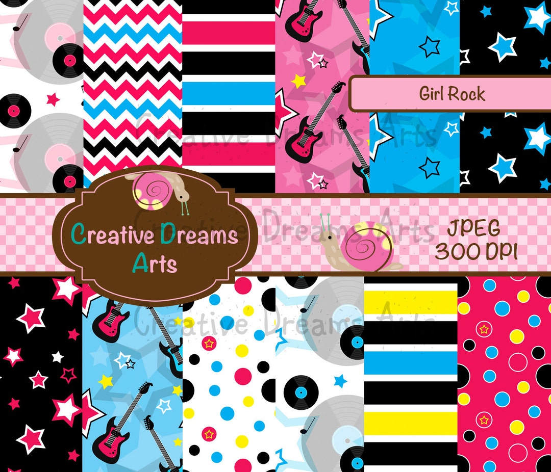 Girl Rock Digital Paper Pack Instant Download - Etsy