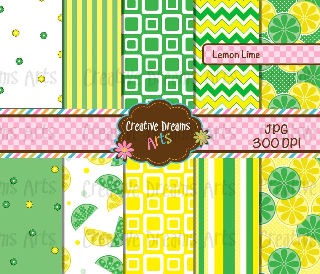 Lemon Lime Paper Pack Instant Download - Etsy