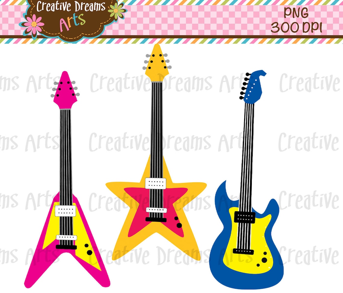 Rock Guitar Digital Clip Art Instant Download - Etsy