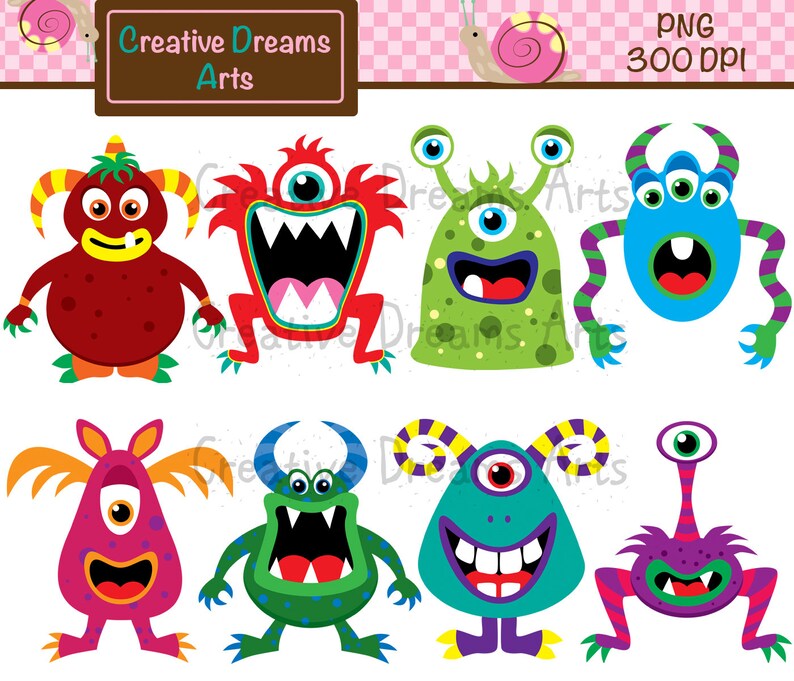 Monsters Digital Clip Art Instant Download - Etsy