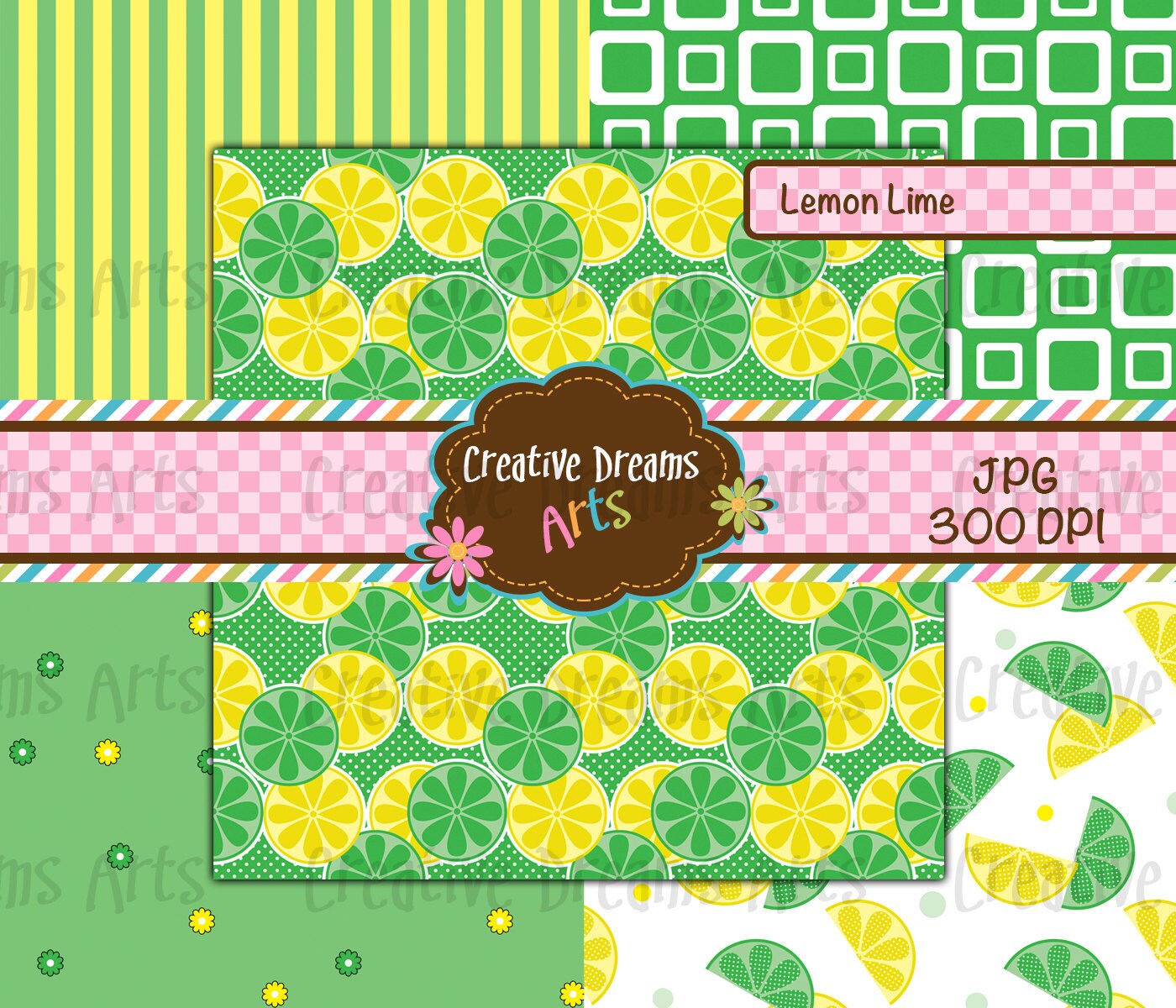 Lemon Lime Paper Pack Instant Download - Etsy