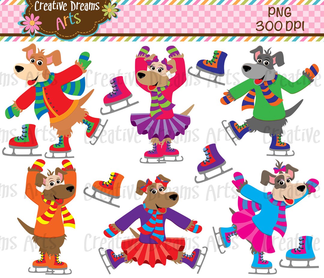 Ice Skate Dogs Digital Art Instant Download - Etsy