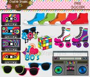 80s Clipart Set, Digital Clipart, Clip Art, 1980s Set, Vector, PNG ...