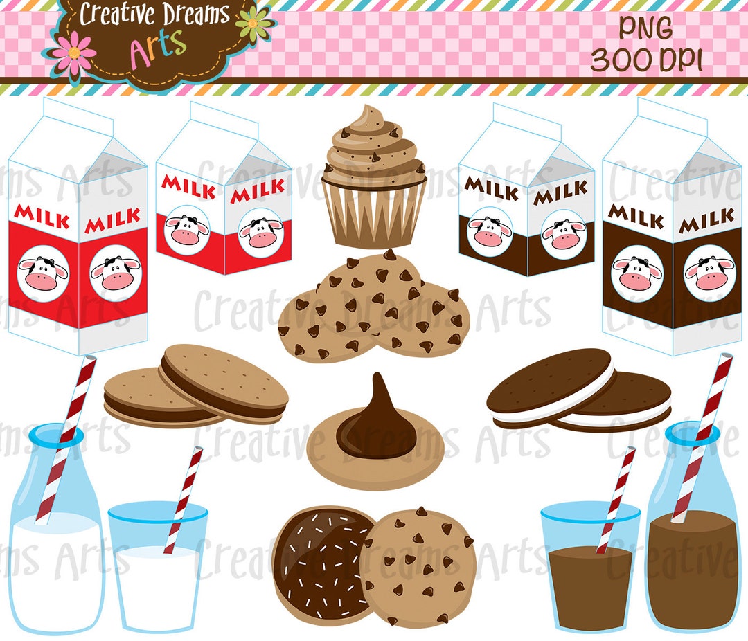 Milk & Cookies Clip Art Instant Download - Etsy