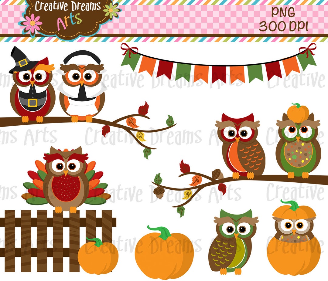 Autumn Owls Clipart Instant Download - Etsy