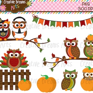 Autumn Owls Clipart Instant Download - Etsy