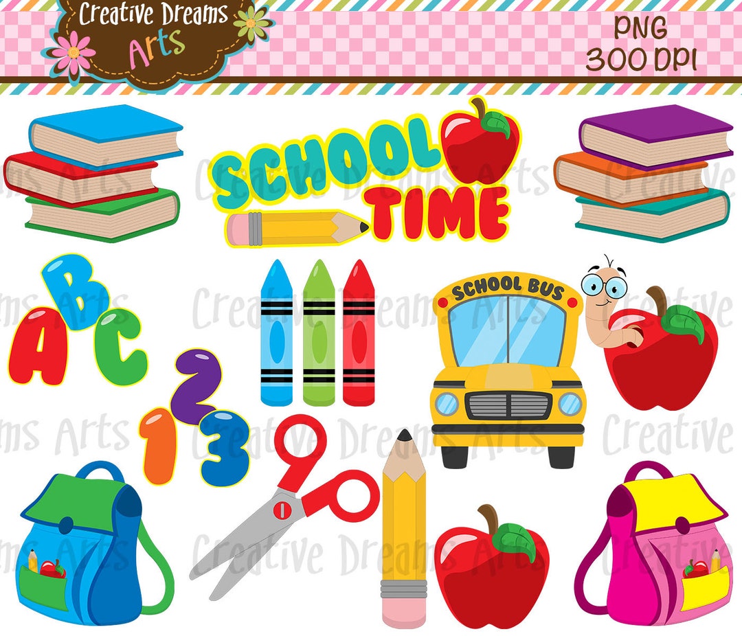 Schooltime Digital Clip Art Instant Download - Etsy