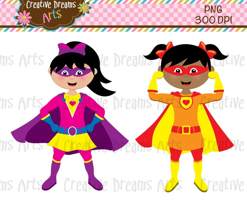 SuperGirls Digital Clip Art Instant Download | Etsy