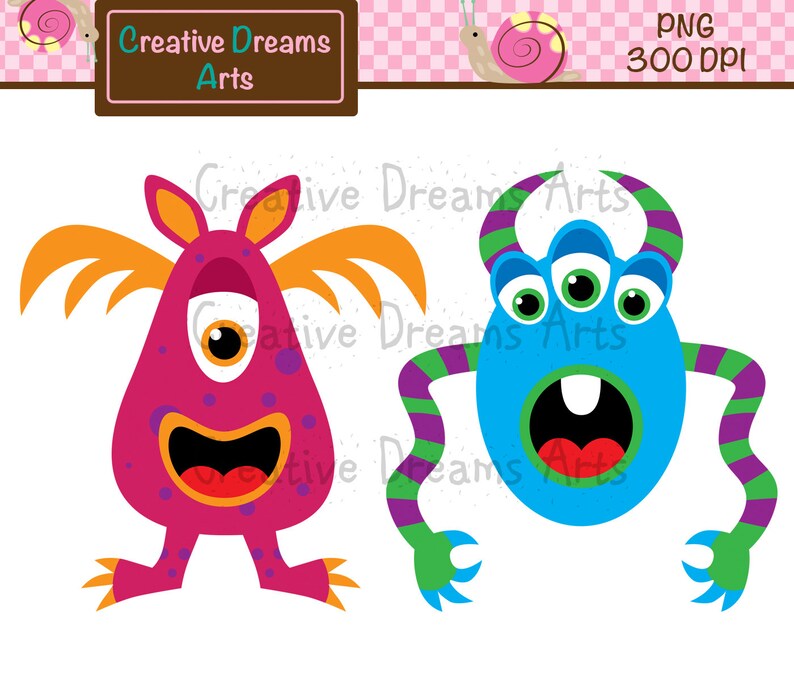Monsters Digital Clip Art Instant Download - Etsy