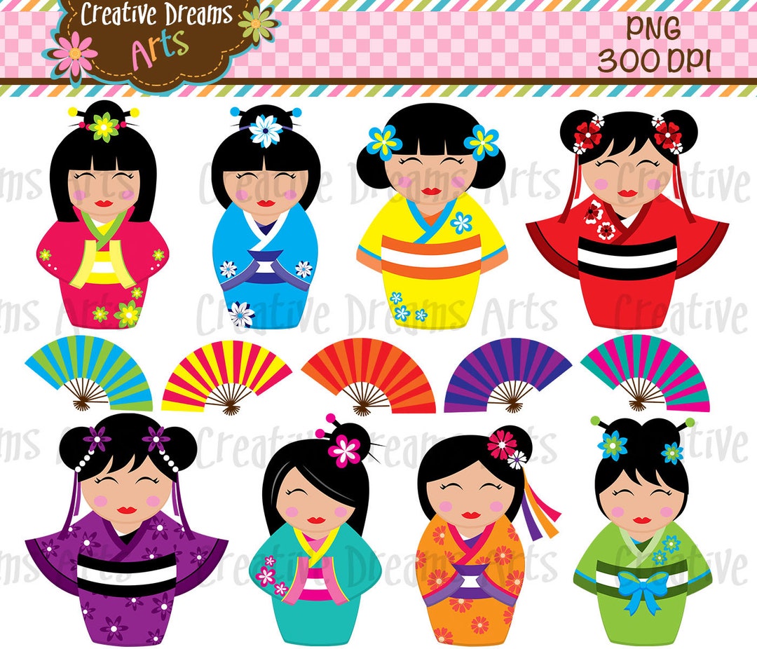 Kokeshi Dolls Digital Clip Art Instant Download - Etsy