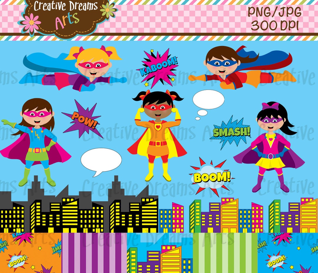Supergirls Digital Clip Art Instant Download - Etsy