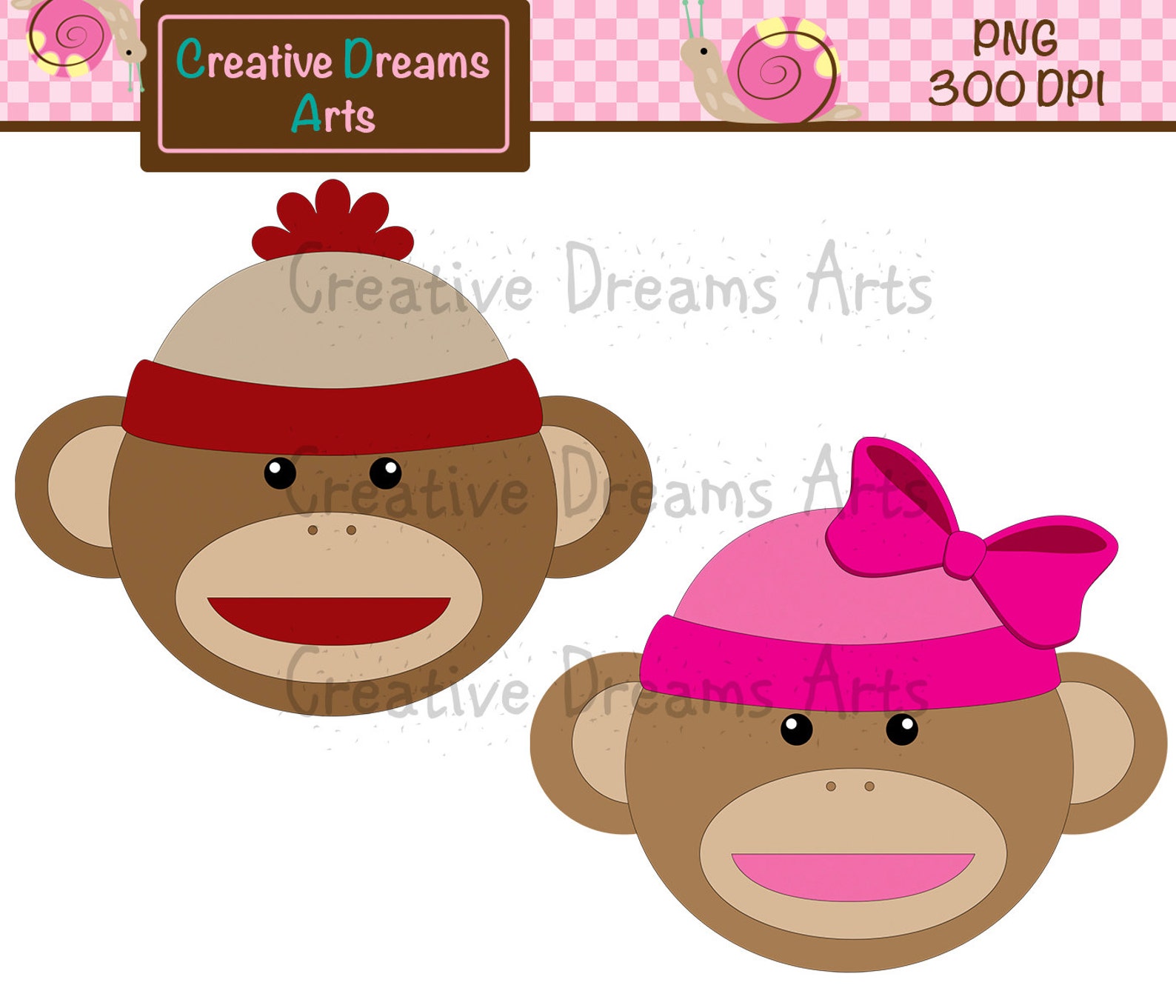 Sock Monkey Digital Clip Art Instant Download | Etsy