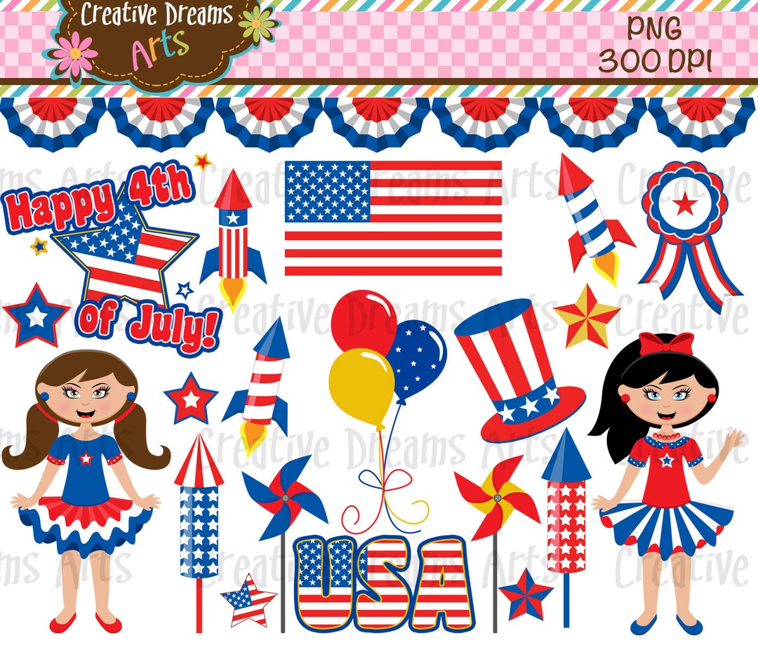 July 4th/patriotic Digital Clip Art Instant Download - Etsy