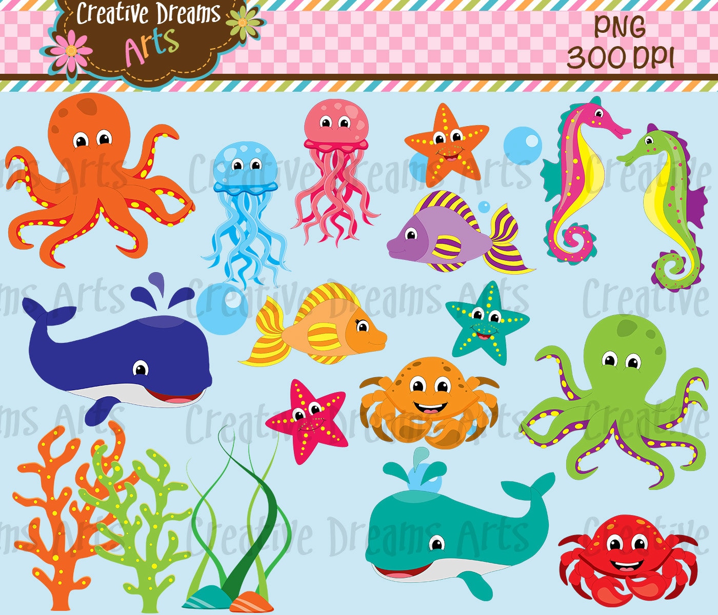 Sea Life Digital Clip Art Instant Download - Etsy