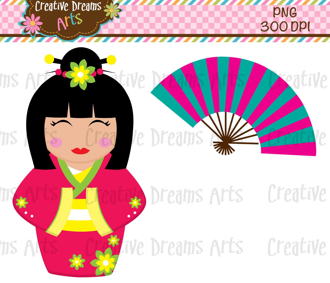 Kokeshi Dolls Digital Clip Art Instant Download - Etsy