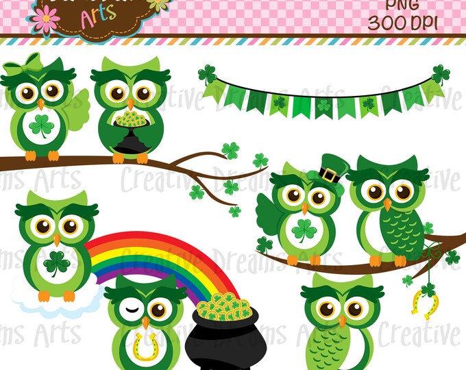 St Patrick Owls Clipart Set - SVG & 14 Pngs | Digital Download - Etsy ...