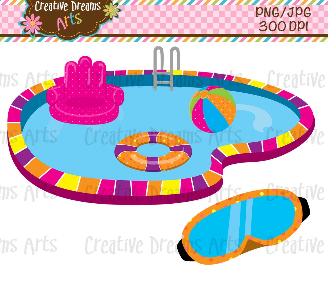 Girls Pool Party Digital Clip Art Instant Download | Etsy
