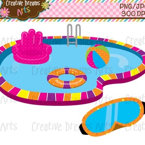 Girls Pool Party Digital Clip Art Instant Download - Etsy