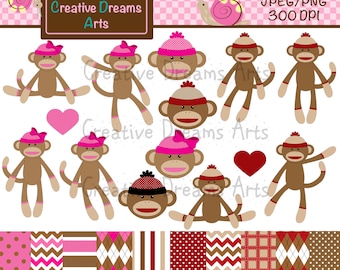 Sock Monkey Clip Art | Etsy
