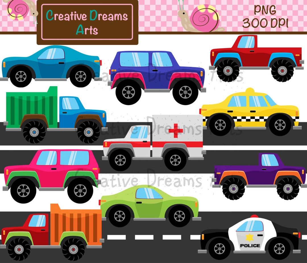 Cars Digital Clip Art Instant Download - Etsy