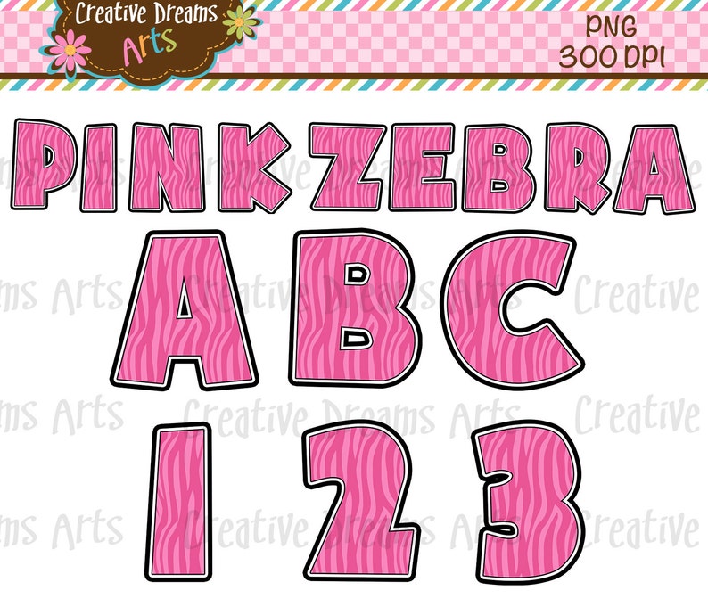 Pink Zebra Alphabet Digital Clipart Instant Download - Etsy